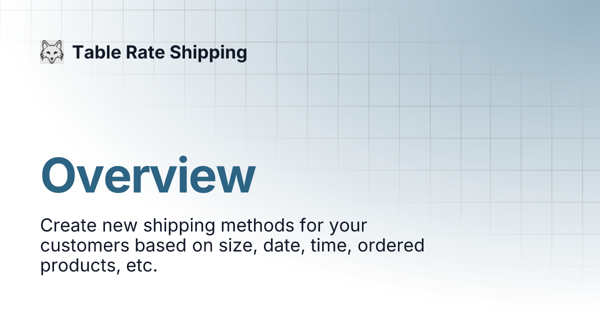 Overview | Table Rate Shipping